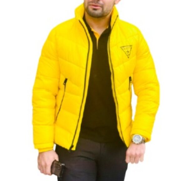 Jackets & Coats | Guess Yellow Puffer Jacket Stylish Winter Outerwear ...